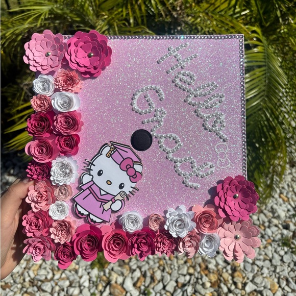 Accessories | Hello Kitty Pink Pearl Graduation Cap Topper | Poshmark